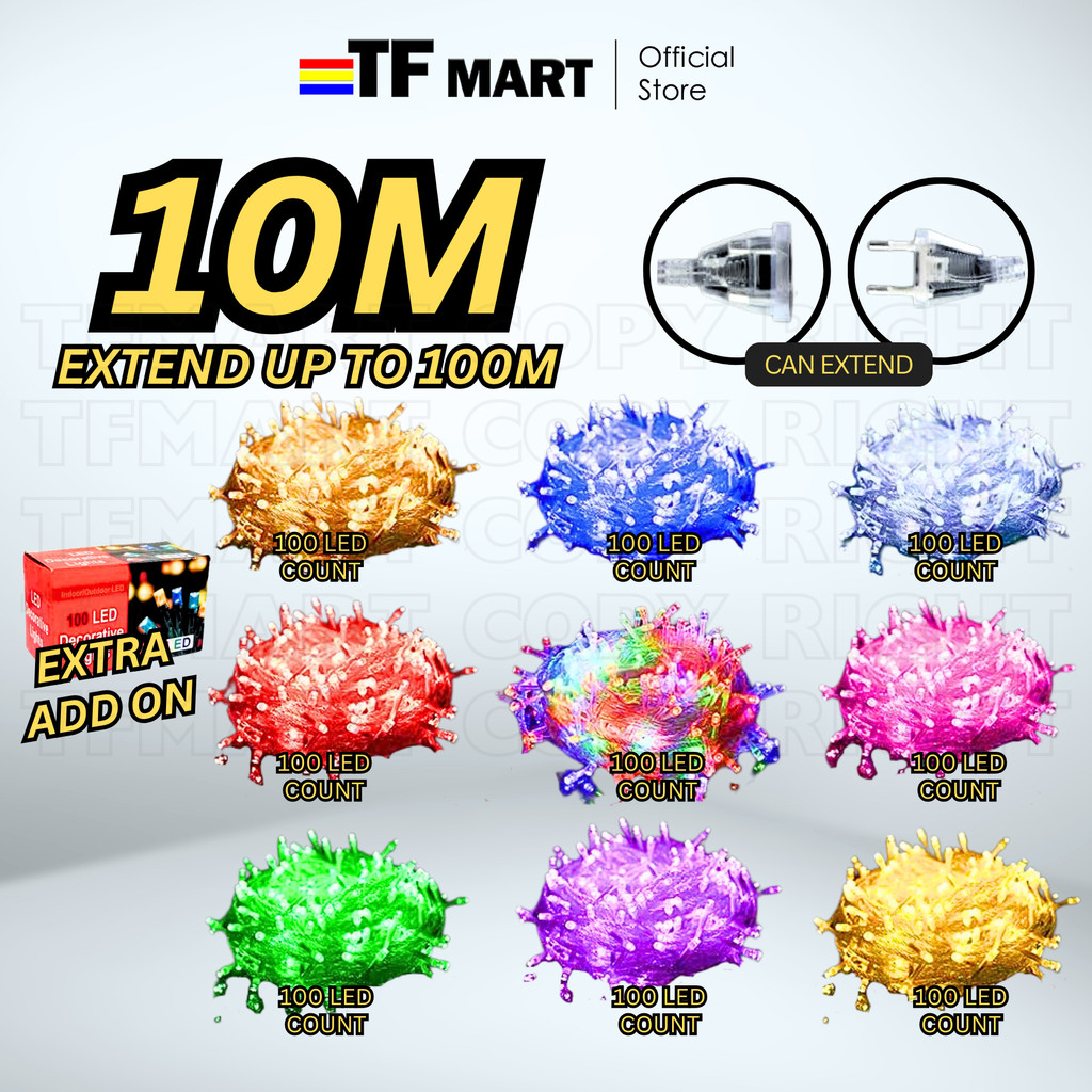 TFMART [EXTRA BOX] 10M/100 Led Twinkle Starry Fairy String Decor Light ...