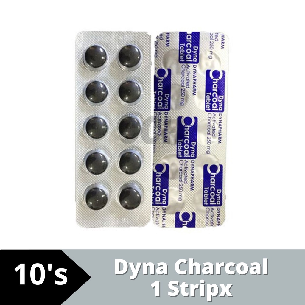 Dyna Charcoal Tablet Activated Charcoal 250mg - 10's | Shopee Malaysia