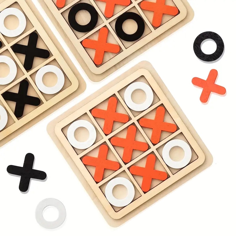 Wooden Tic Tac Toe Tabletop Mini Classical Family Party Board Games ...