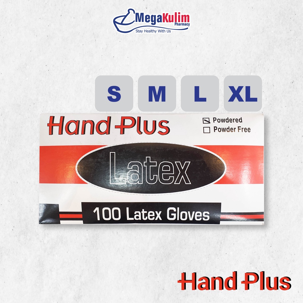 Hand Plus Powdered Latex Gloves 100's (Size S / M / L / XL) | Shopee ...