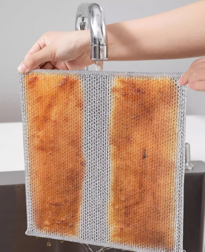 Non-Stick Oil Iron Dishrag / 20cm Double -Sided Steel Wire Dishcloths ...