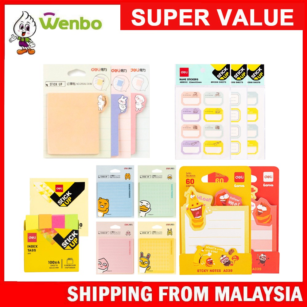 Wenbo Deli Sticky Note Memo Pad Large-Capacity Thick Sticky Notes ...