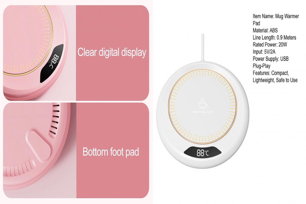 OPPO Electric Cup Warmer Pad Heated Coaster Usb Mug Warmer with 3-temp ...