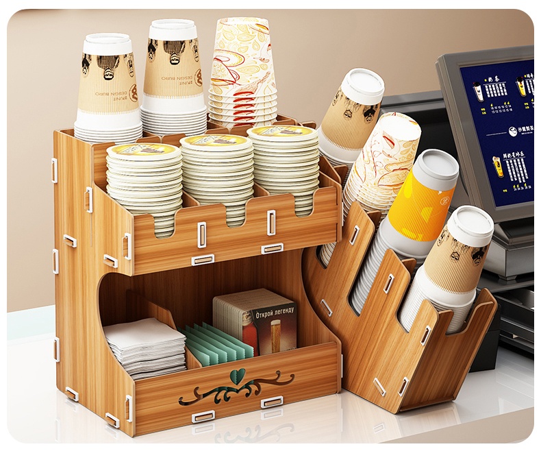 Disposable Paper Cup Storage Shelf Tea Shop Take Cup Divider Coffee Bar ...