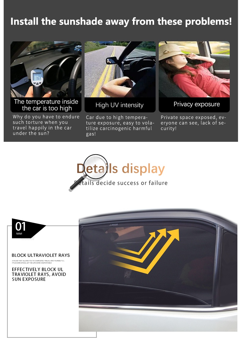 For Mercedes Benz A Class W176 2012-2019 180 200 Car Sunshade Magnetic ...