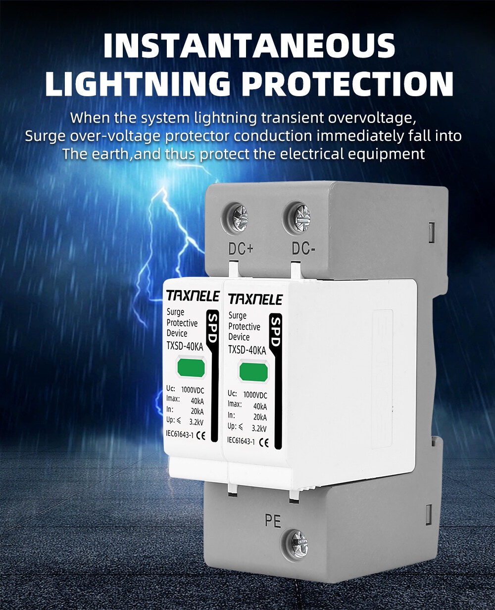 DC SPD Surge Protector 600V 800V 1000V 2P 40KA 60KA Voltage Protector ...