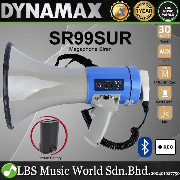 Dynamax SR99SUR 30 Watt Rechargeable Battery Megaphone Built in ...