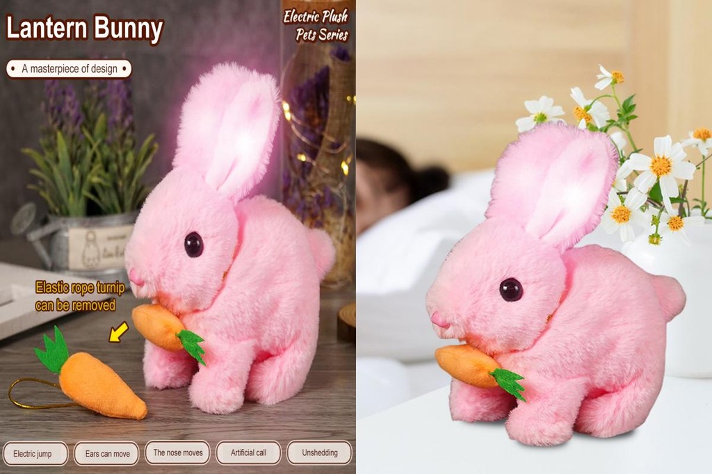 Ears Twisting Plush Bunny Touch and Sound Bunny Jumping Bunny Toy with ...