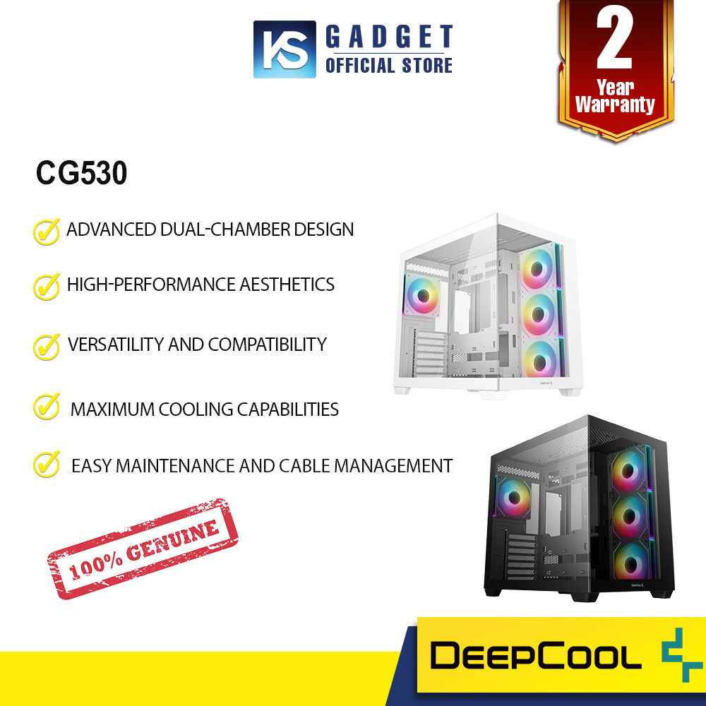 Deepcool CG530 ATX Case w/4 ARGB Fans - Black & White | Shopee Malaysia
