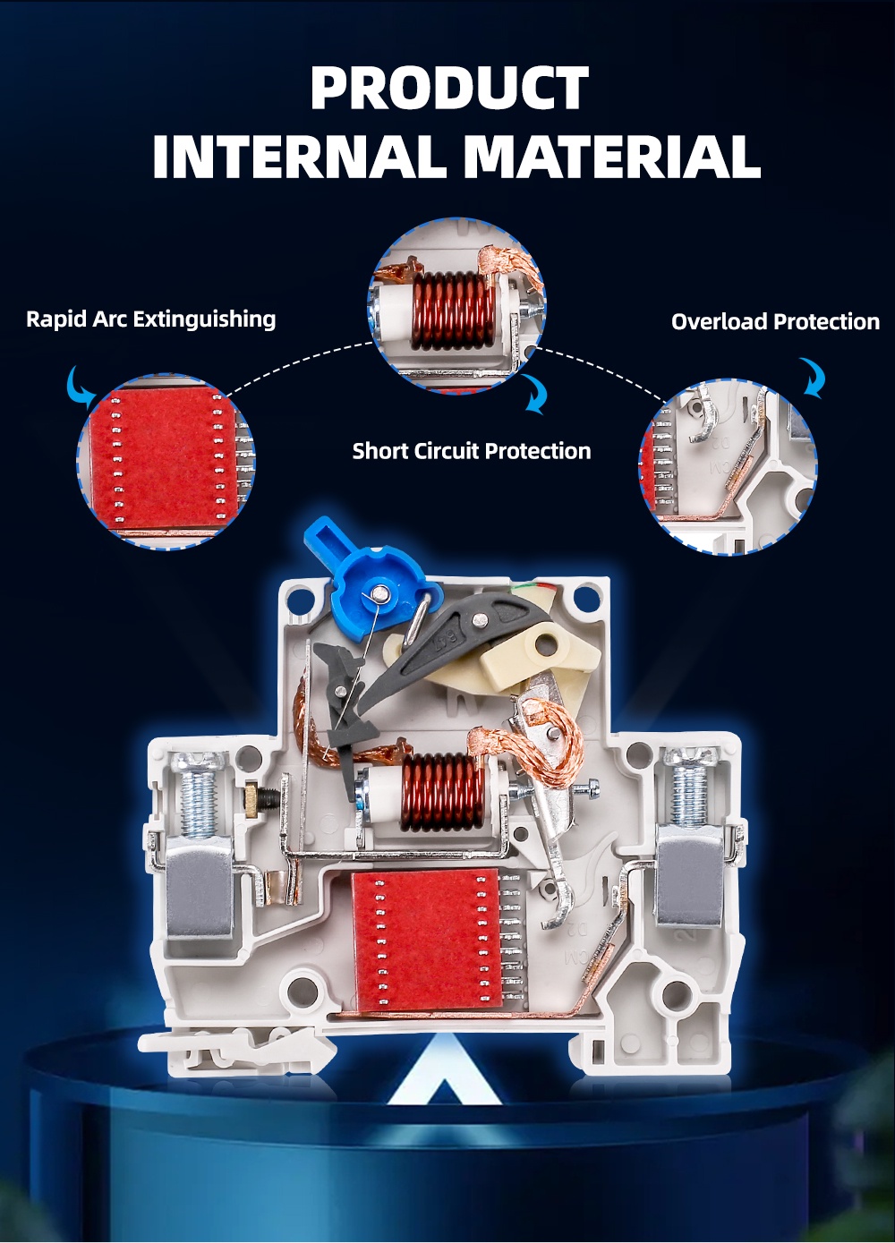 DZ47 400V 4P 6-63A C Type Mini Circuit Breaker MCB Short Overload Circuit Protector 35mm Din ...