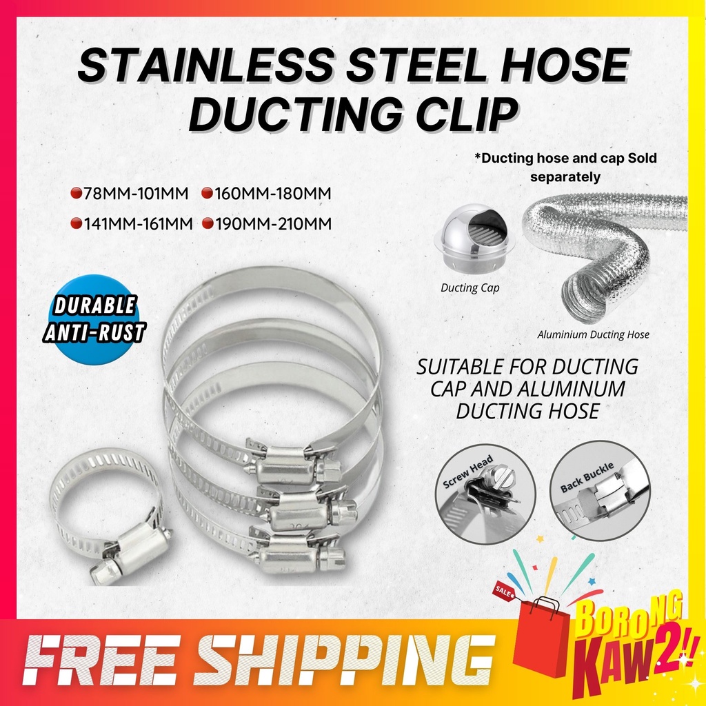 Anti-Rust Lock Clamp 4" 6" 7" 8" Hose Clip Adjustable Pipe Clip ...