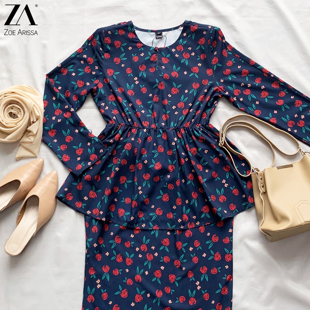 ZOE ARISSA BAJU KURUNG PEPLUM MODEN Floral RAYA HAJI 2025 Kurung ...