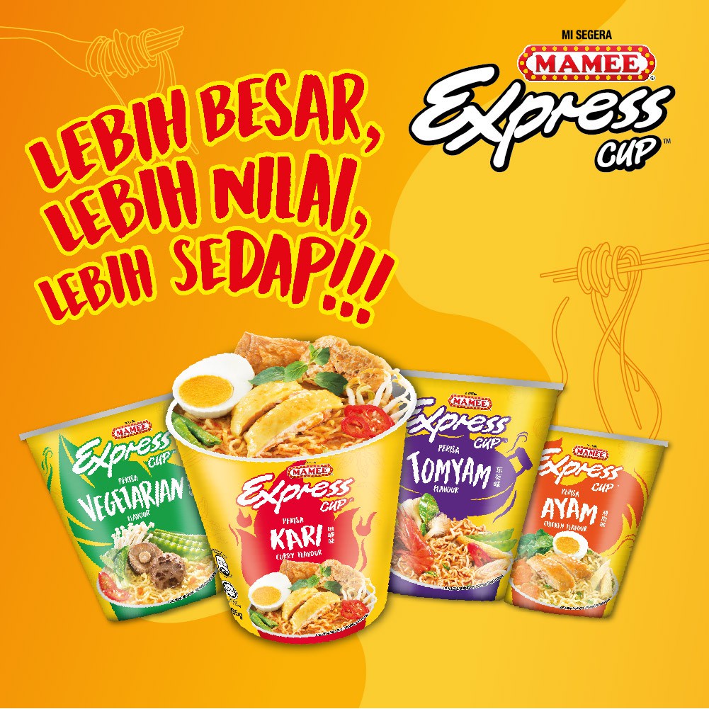 Mamee Express Instant Cup Noodle Vegetarian/Chicken/Tomyam/Kari Ready ...