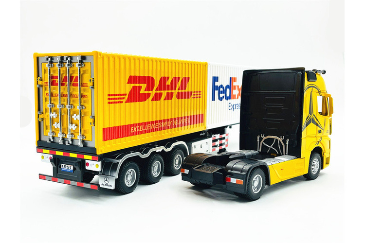1/24 Double Container Truck Model Transport Truck Semi-Trailer Sound ...