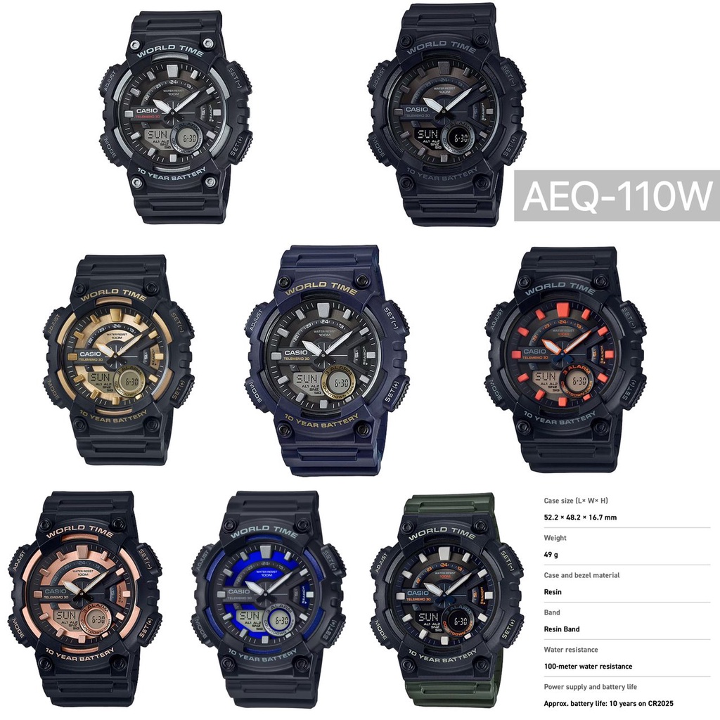 [CASIO SPORT MEN] CASIO 10 YEARS BATTERY LIFE SPORT WATCH MODEL AEQ ...