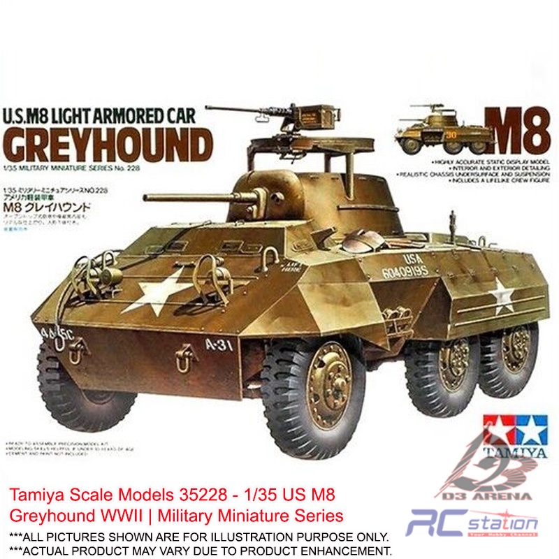 Tamiya Scale Models #35228 - 1/35 US M8 Greyhound WWII | Military ...