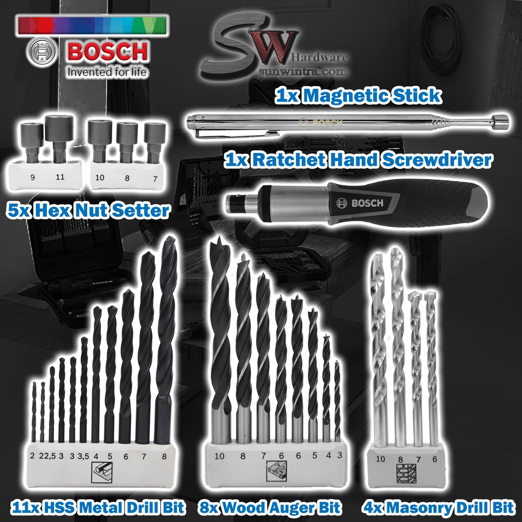 COMBO BOSCH GSB600 IMPACT DRILL / DRIVER PROFESSIONAL with 91pcs V-LINE ...