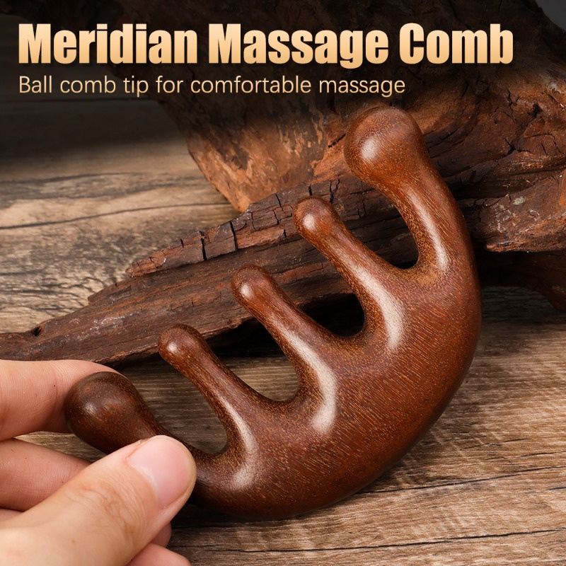 Professional Sandalwood Massage Comb Head Meridian Scalp Comb Face Eye ...