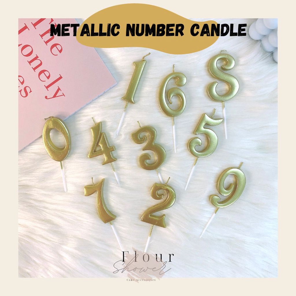 Metallic Gold Number Candle | Birthday Candle | Lilin Kek Nombor ...