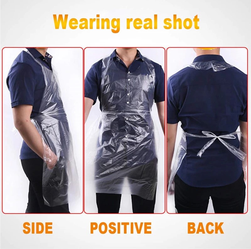 1 Pcs Disposable Plastic Apron Clear Anti Oil Stain Waterproof Adult ...
