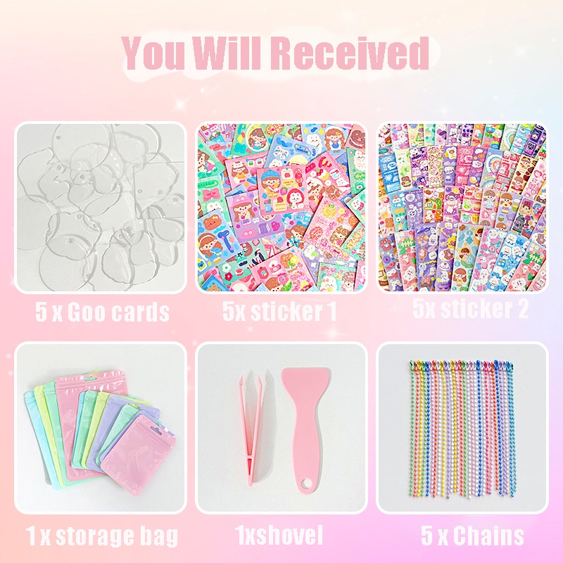 Kids Goo Card Set 22 pcs DIY Chuck Sticker Creative Gu Card Set PET ...