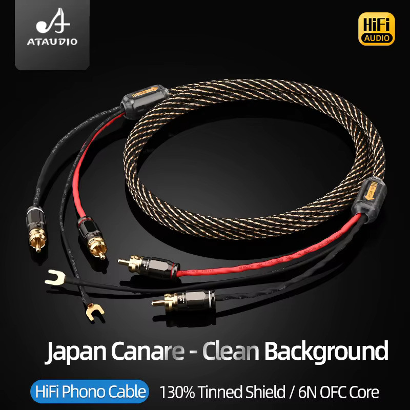 Canare 6N OFC HiFi Audio 2RCA Cable with Ground Wire for Black Tape ...