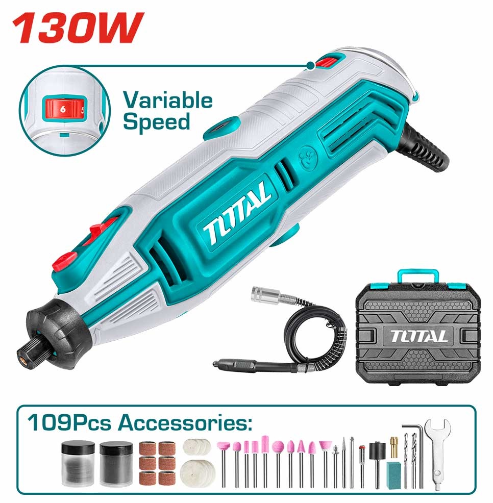 Total Mini Grinder Set 130W TG513326 Portable Mini Grinder Tool Set ...