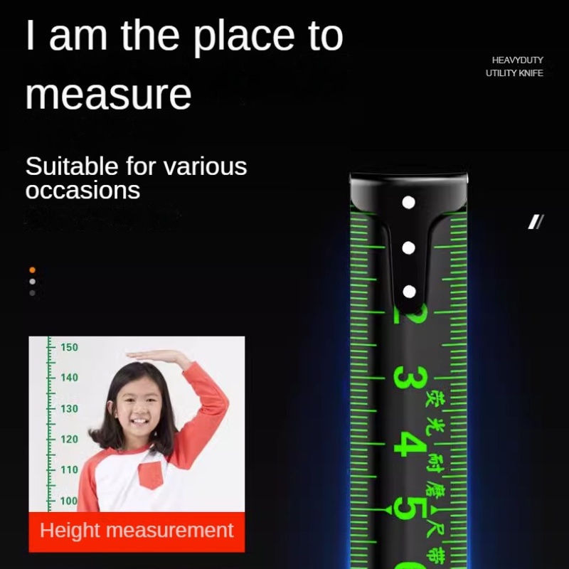(Malaysia Stock) Kebidumei Self locking Fluorescent Steel Tape Measure ...