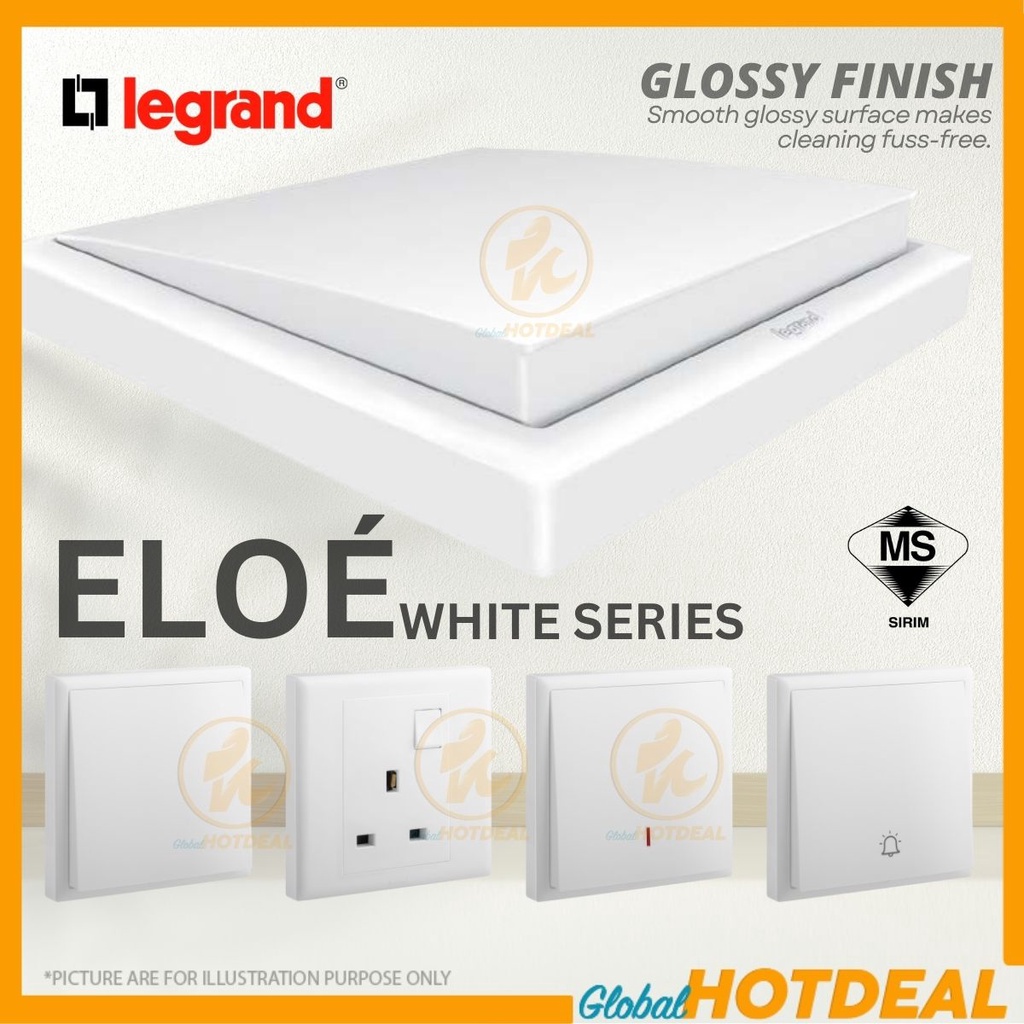 LEGRAND ELOE White Series Switch Socket Big Rocker Glossy Finish Suis ...