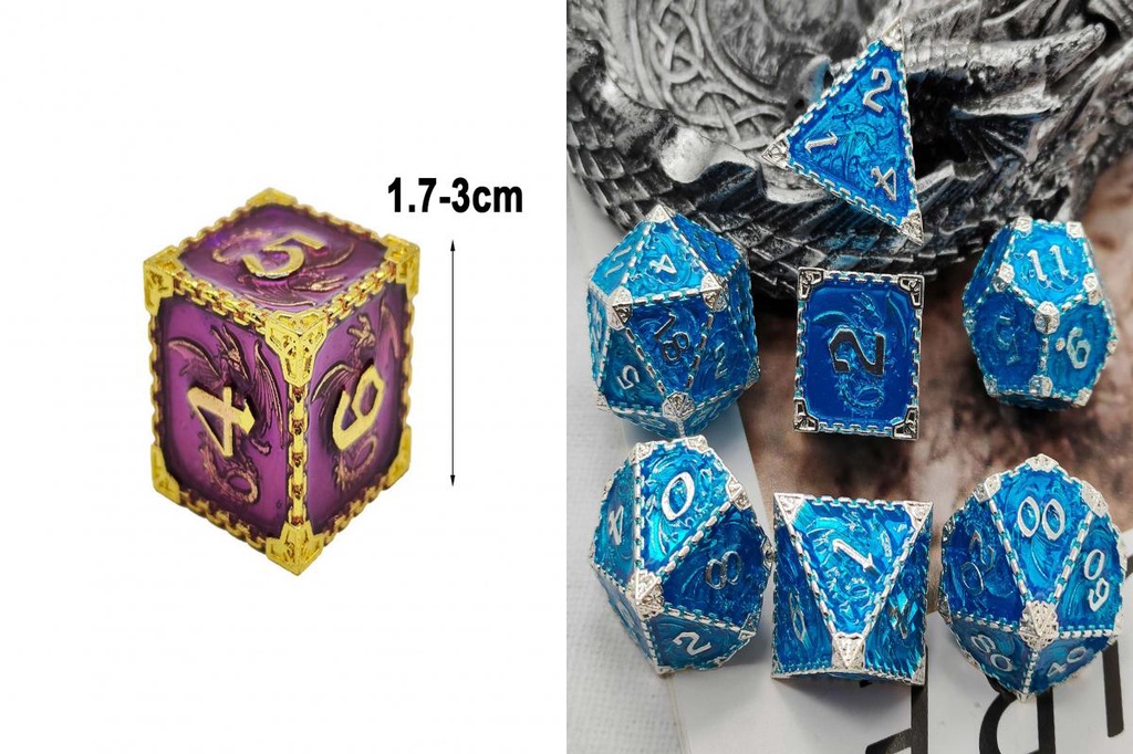 ccooamani| Rpg Dice Set Polished Stainless Steel Polyhedral Dice Set ...