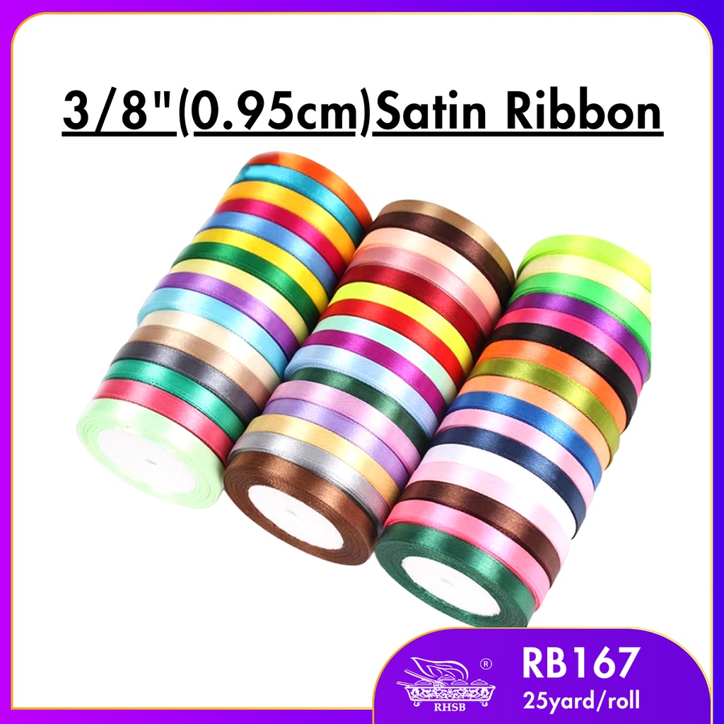 25yrd /ROLL 0.95cm (3/8') POLYESTER RIBBON / REBEN POLIESTER / SATIN ...