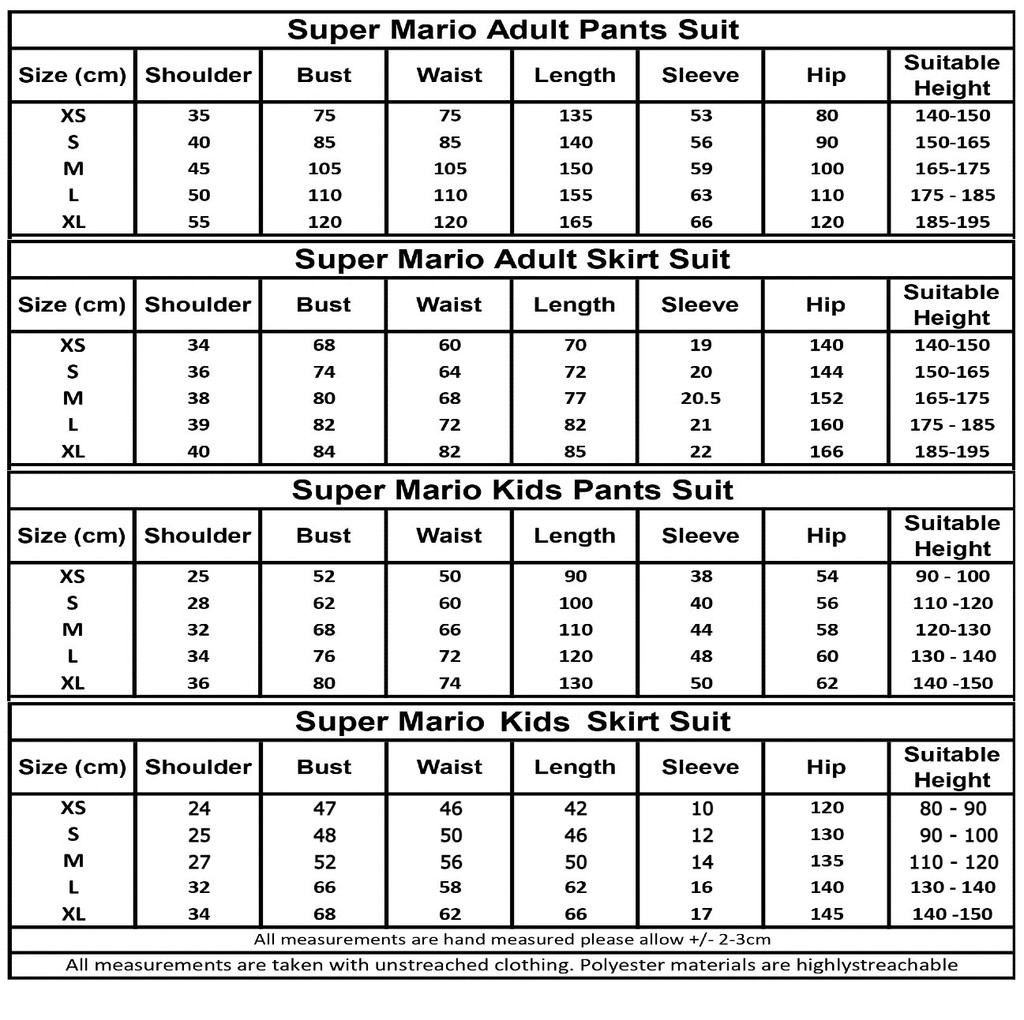 (COMPLETE SET) TPW Super Mario Bros Cosplay Costume Halloween Kids ...