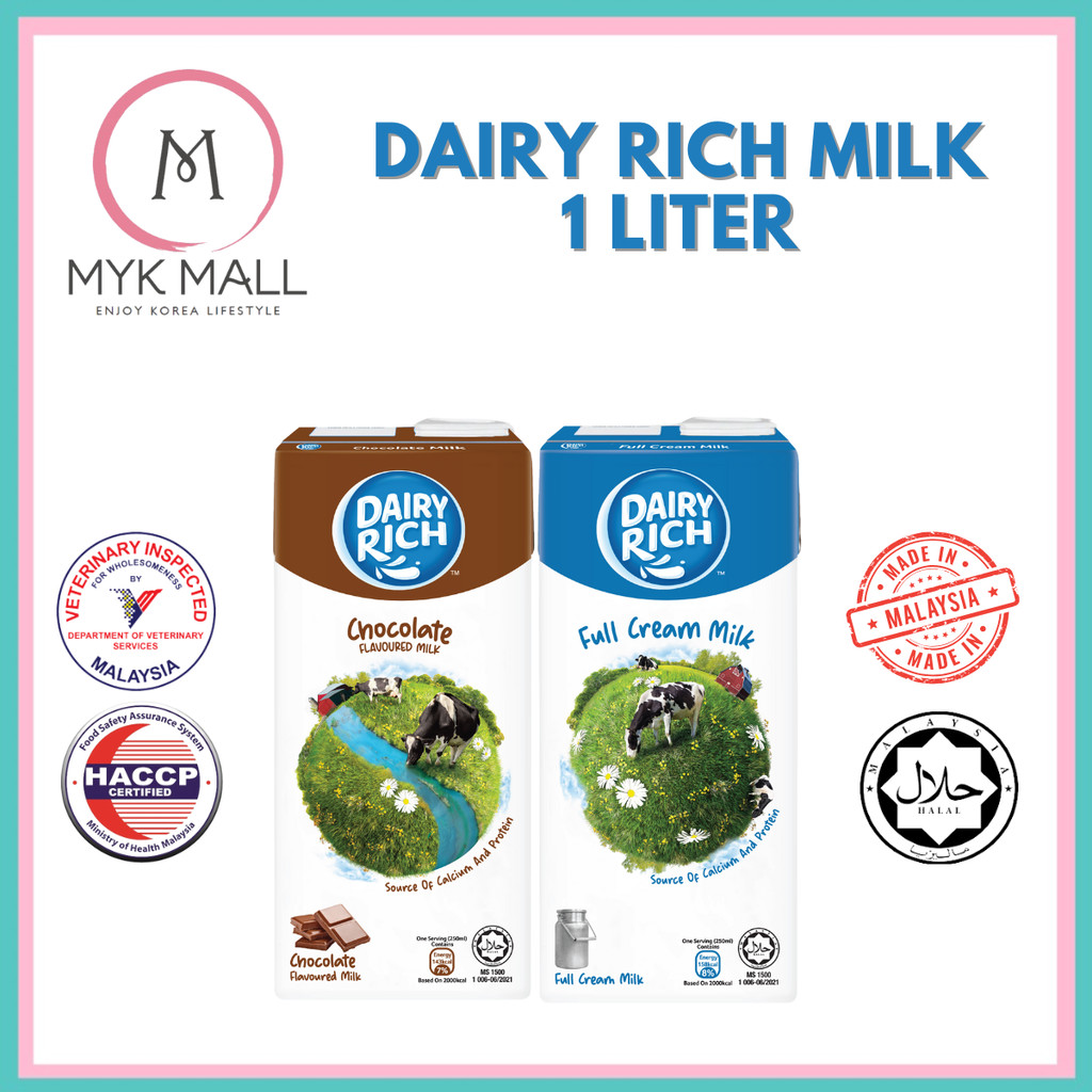 DAIRY RICH Milk Full Cream/Chocolate 1Litre Susu | Shopee Malaysia