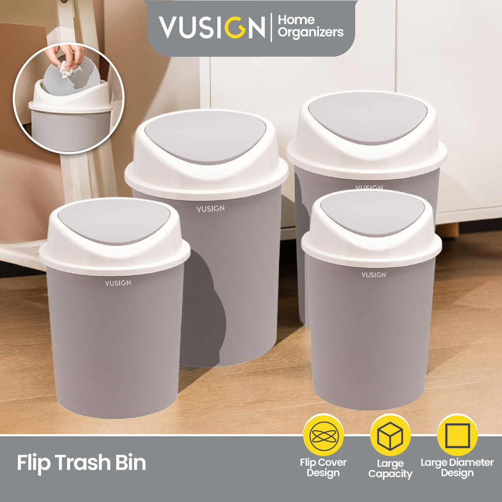 Vusign Tong Sampah Swing Top Dustbin Rubbish Bin Flip Top Trash Can ...