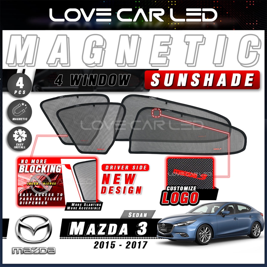 4Pcs MAZDA 3 2015-2017 SEDAN Magnetic Sunshade Curve Window Shape ...
