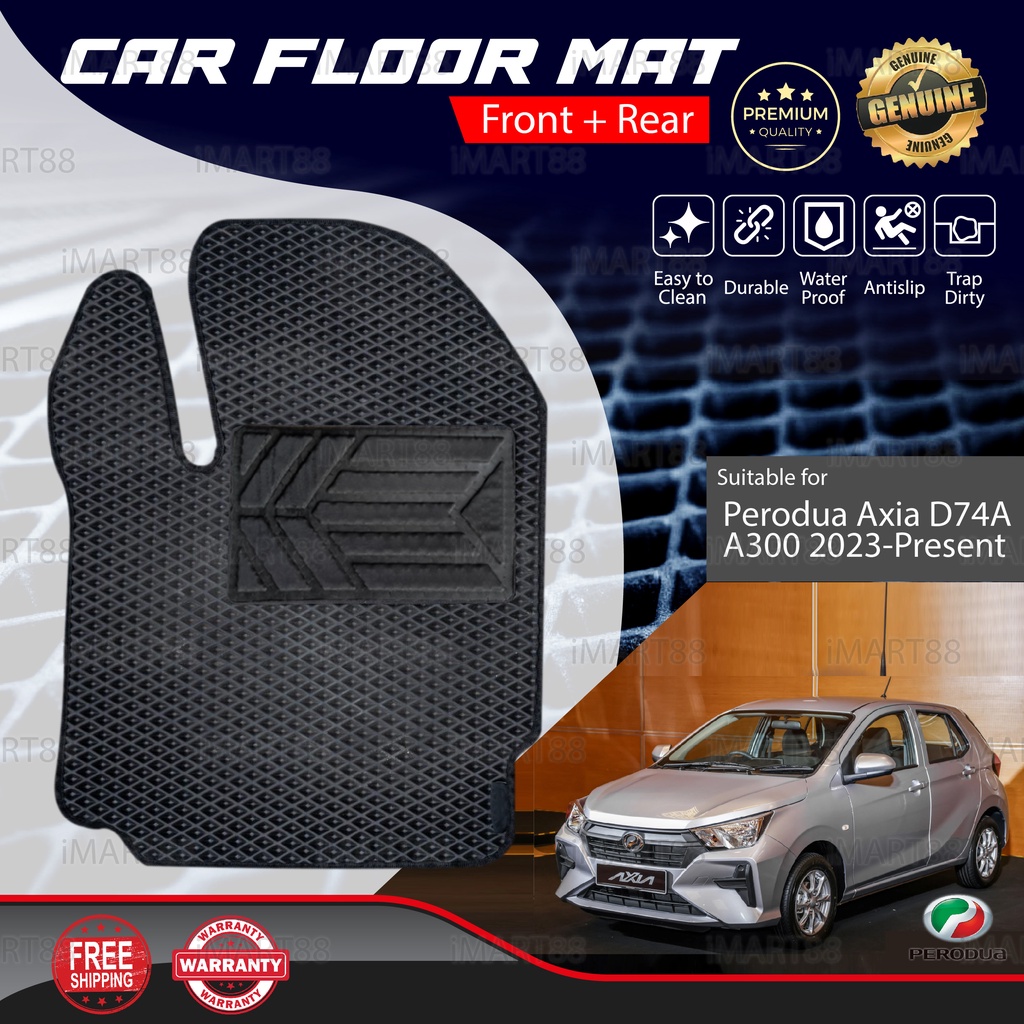 Original Perodua Axia 2023-ON Car Floor Mat Red Black Carpet Front Rear ...