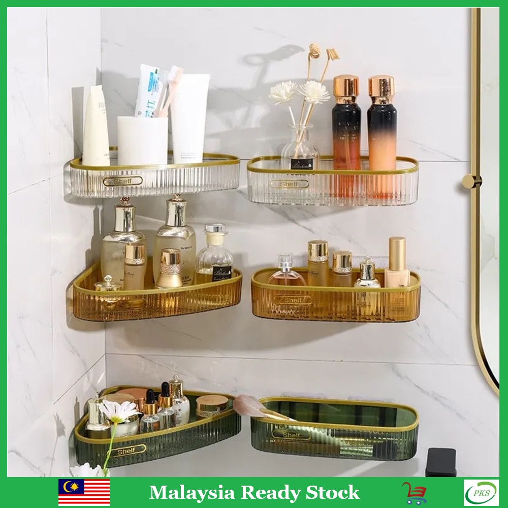 Luxury Bathroom Shampoo Rack Triangle Corner Shelf Toilet Wall Mounted ...