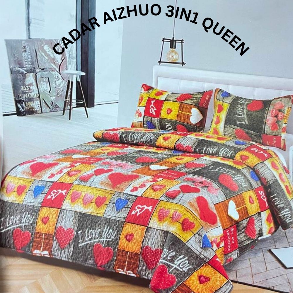 Cadar Patchwork Set 3 IN 1 Bed Sheet TEBAL SIRI 9 SULTAN 3 Pieces Plaid ...