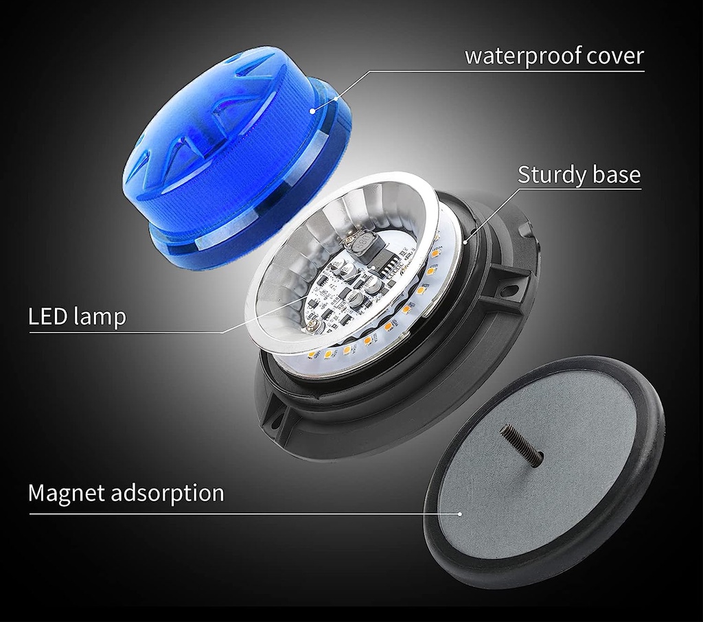 Magnetic Base LED Blue Emergency Strobe Light Car Police Roof Flashing ...