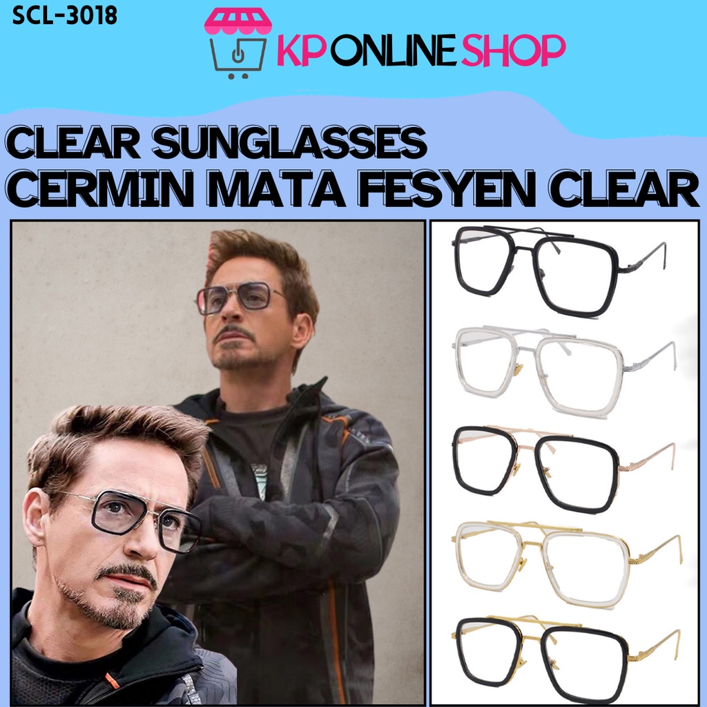 Tony Stark Iron Man Glasses CERMIN MATA FASHION CLEAR LENS VINTAGE SPEC ...