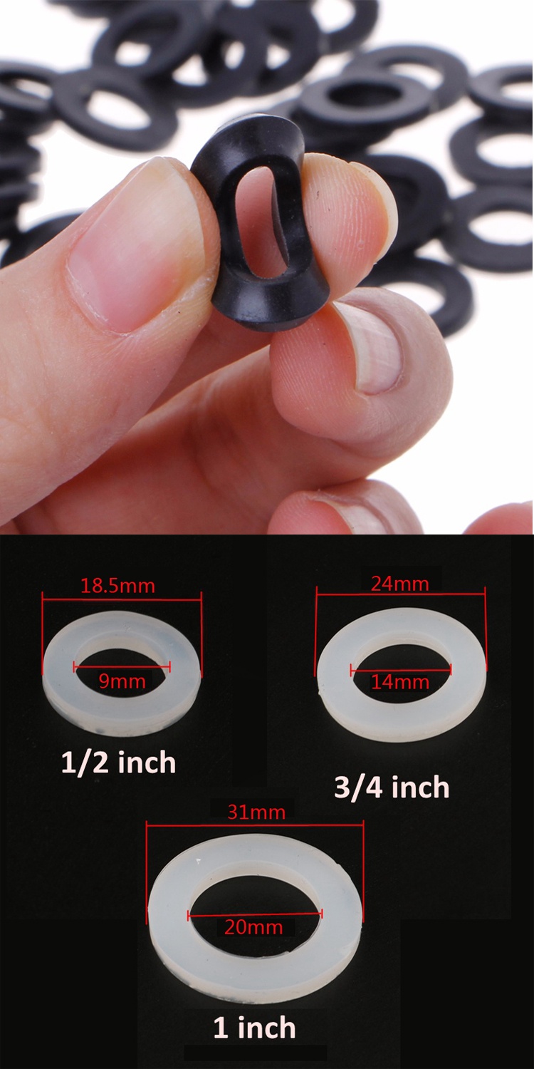 20Pcs 1/2" 3/4" 1" Silicon Rubber Flat Gasket O-Ring Seal Washer Ring ...