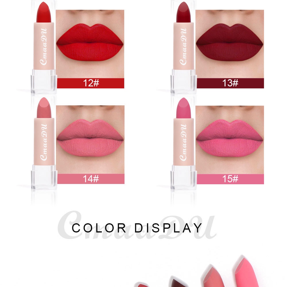 Cmaadu 15-color Lipstick: Waterproof, Matte, 15g, Non-fading and Non ...