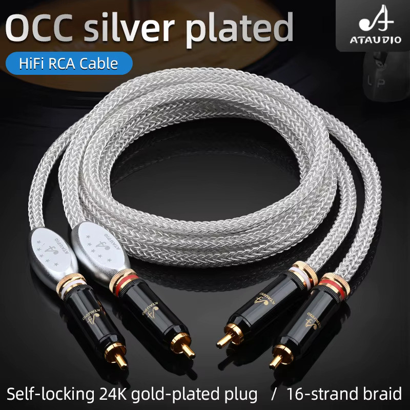 Hifi 2RCA Audio Cable Hi-End OCC Silver-plated RCA Male to Male Addio ...