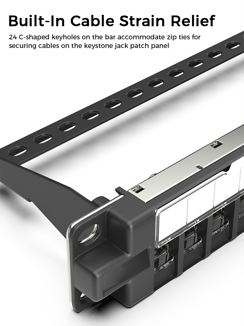 ZoeRax Rackmount or Wall Mount 1U 24 Port Keystone Patch Panel with ...