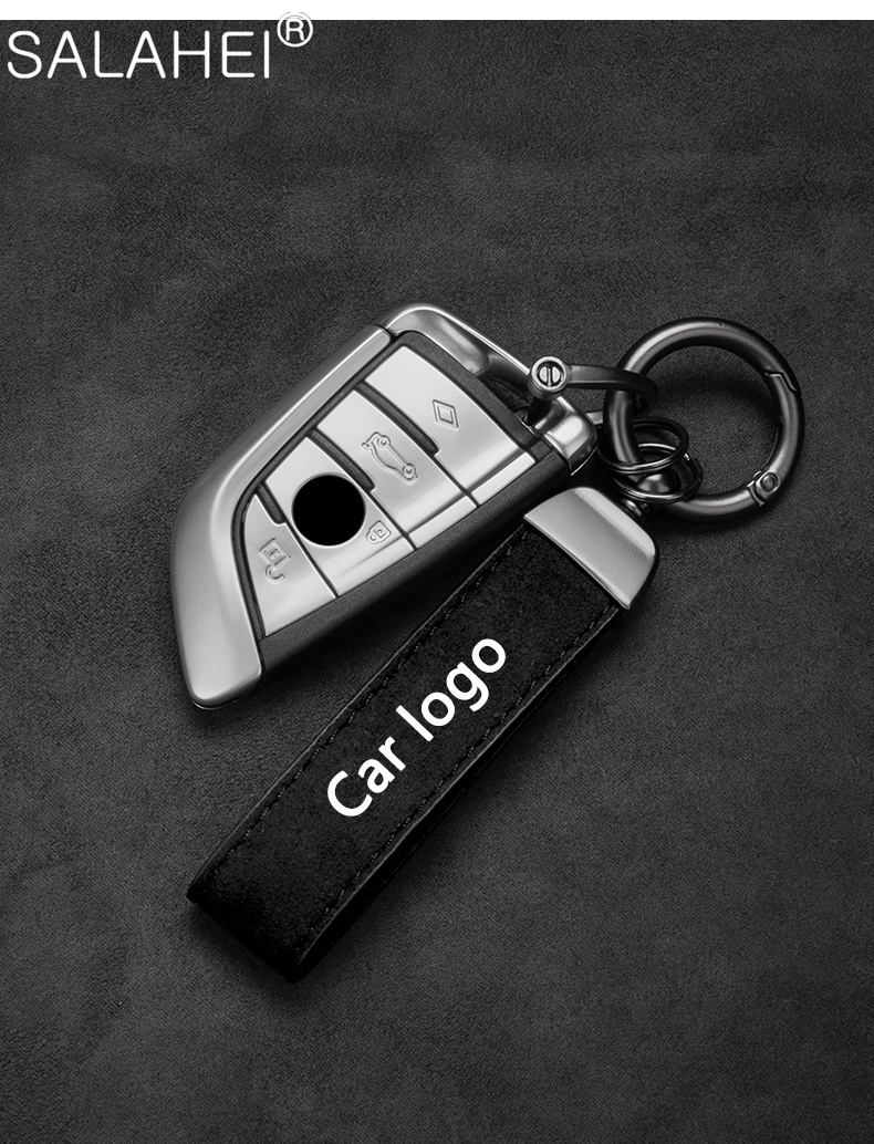 Metal Keychain Car Styling Suede Leather Keyring Pendent For AMG Logo ...