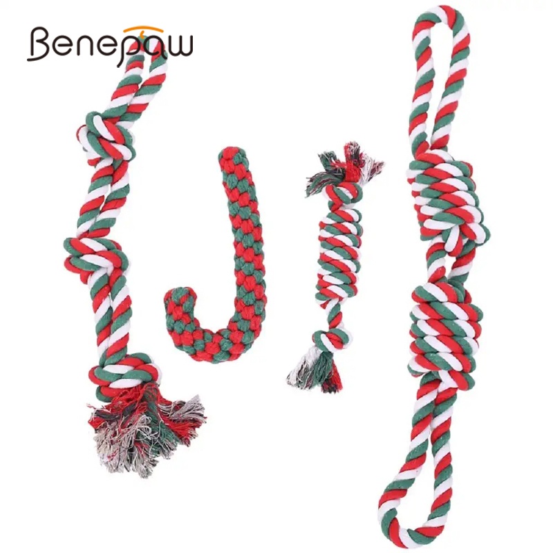 Benepaw Christmas Dog Rope Toy Interactive Knots Cotton Teething Pet ...