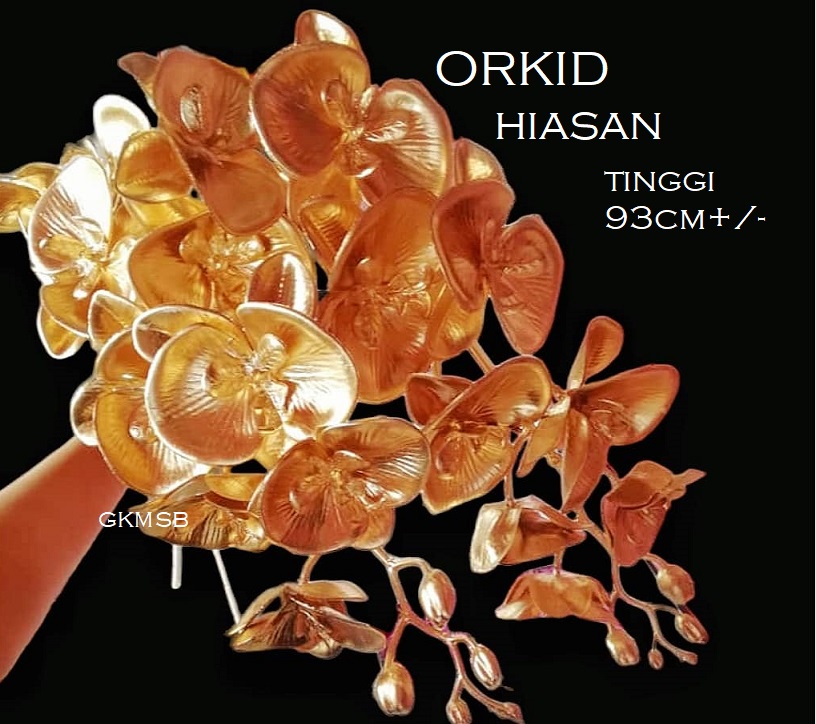 Orchid Premium Gold Latex 3D Bunga Orkid Emas Artificial Hiasan Pelamin ...