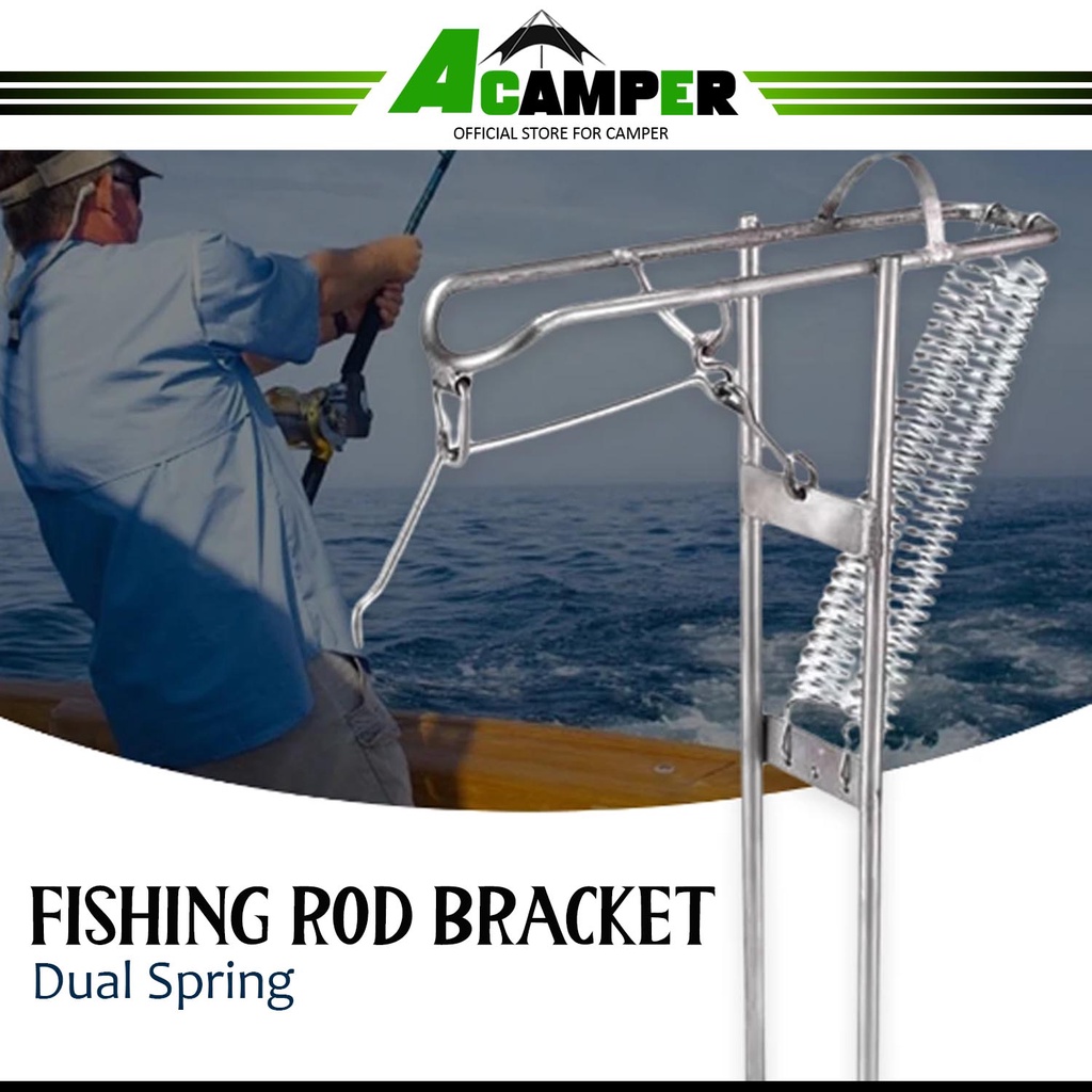 Portable Fishing Rod Holder Bracket Dual Spring Fishing Pole Holder ...