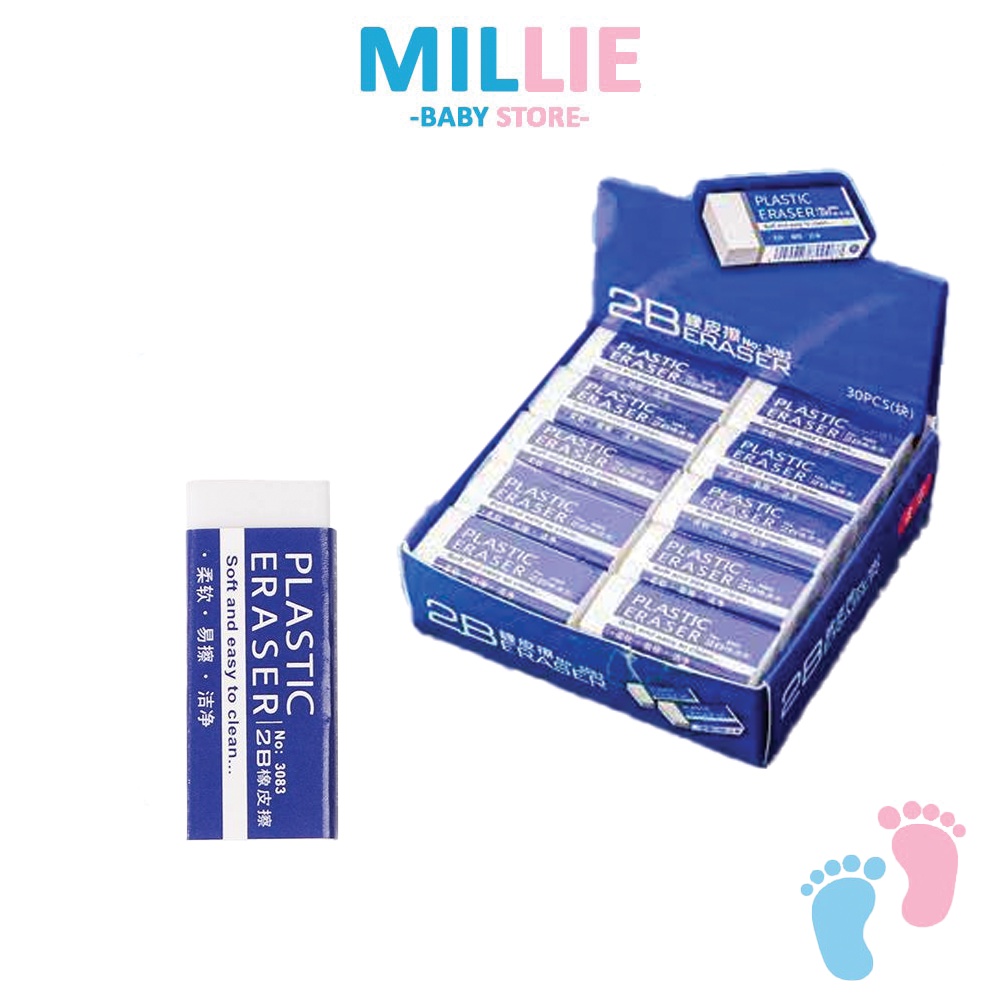 MILLIE Plastic Eraser 3081 3083 Plain White Color Soft Eraser Student ...
