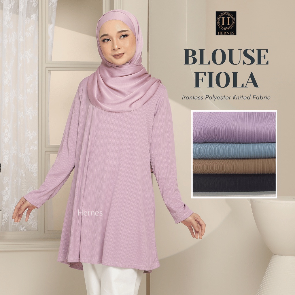 HERNES BLOUSE FIOLA BAJU IRONLESS BLOUSE MUSLIMAH BLOUSE PLEATED TSHIRT ...